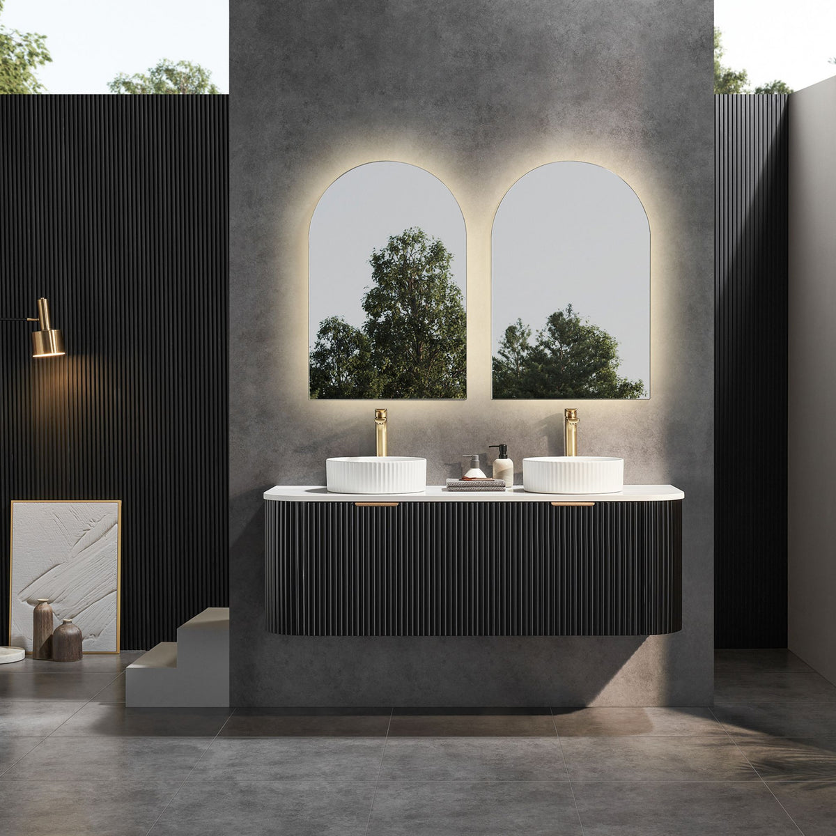 Avalon Wall Hung Double Vanity 1500mm – Matte Black | Bathroom Vanity ...