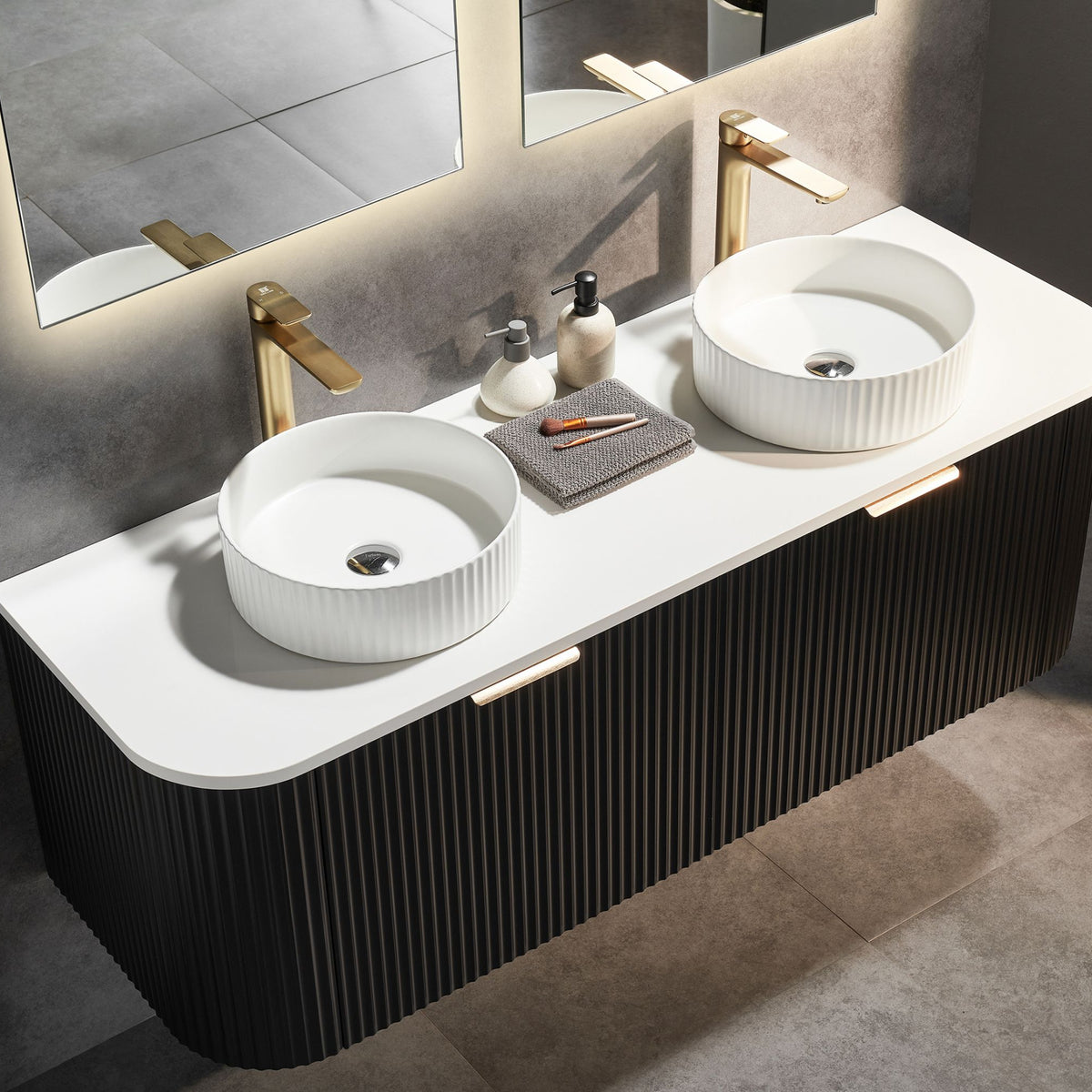 Avalon Wall Hung Double Vanity 1800mm – Matte Black | Bathroom Vanity ...