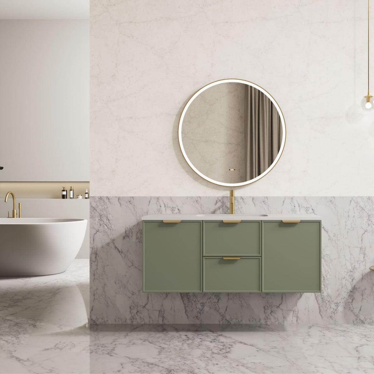 Miami Wall Hung Vanity 1200 mm – Olive Green | Bathroom Vanity – Ava ...