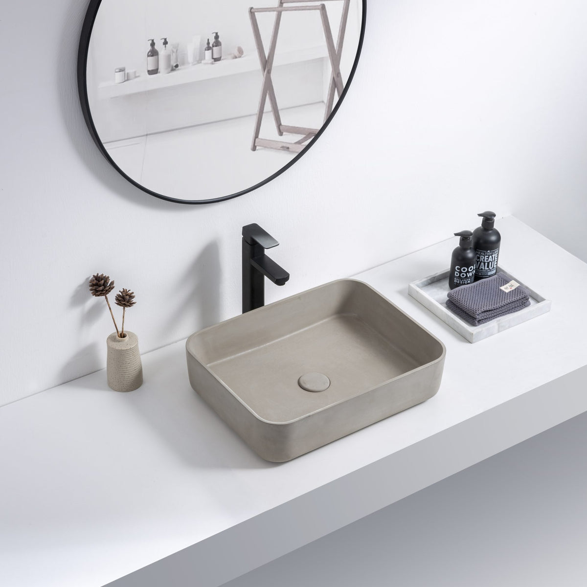 HARPER Rectangle Concrete Basin - Concrete – Ava Home Interiors