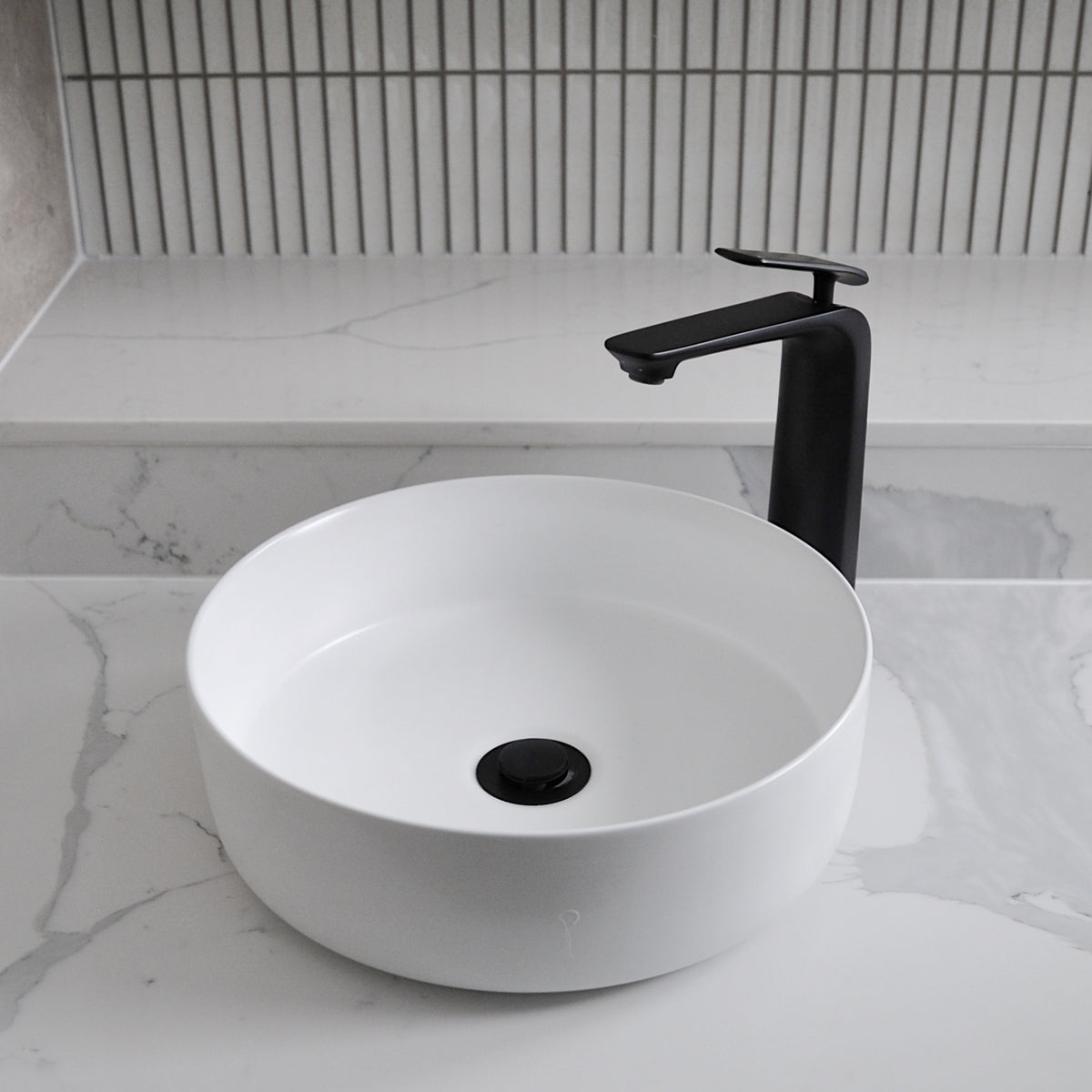 Round Ceramic Counter Top Basin 360mm - Matte White – Ava Home Interiors