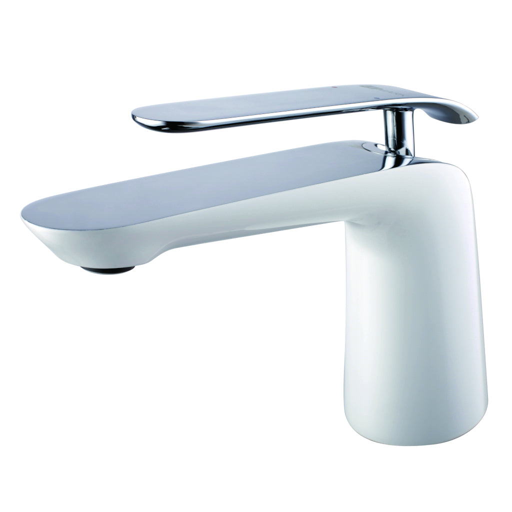 Eva Short Basin Mixer - White & Chrome – Ava Home Interiors