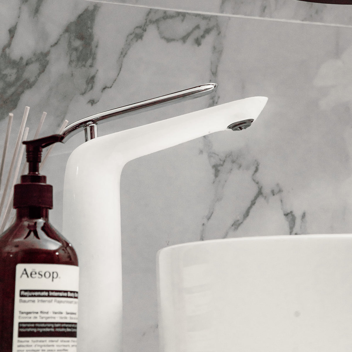 Eva Tall Basin Mixer - Chrome & White – Ava Home Interiors